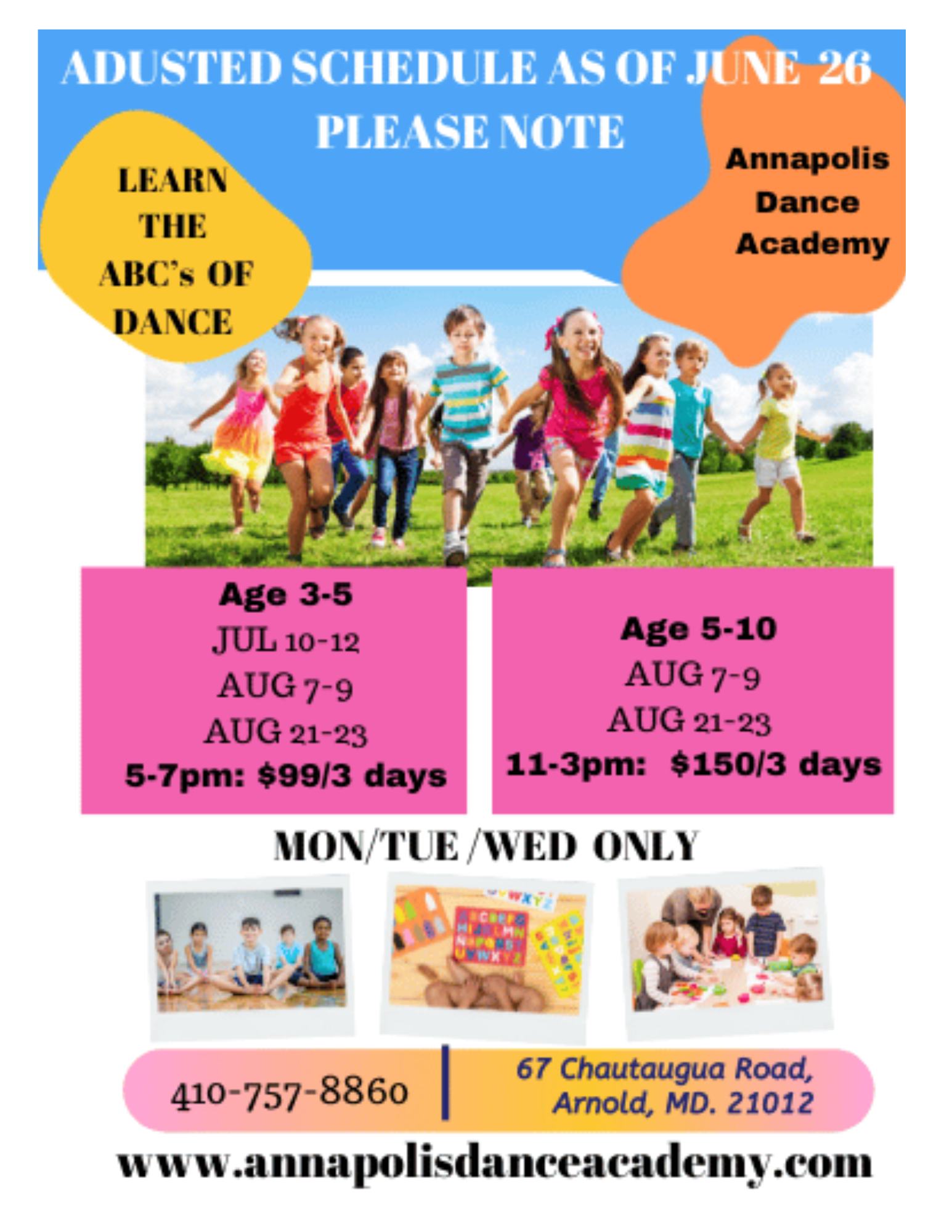 ABC CAMPS! Age 3-5 & 5-10